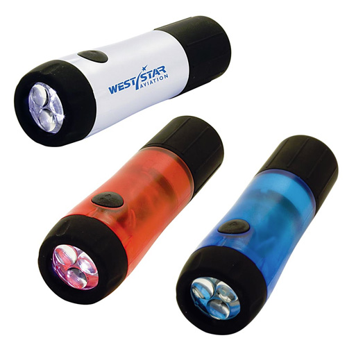 Custom Twist-Charging 3-LED Flashlight | LED Flashlights | 6.39 Ea
